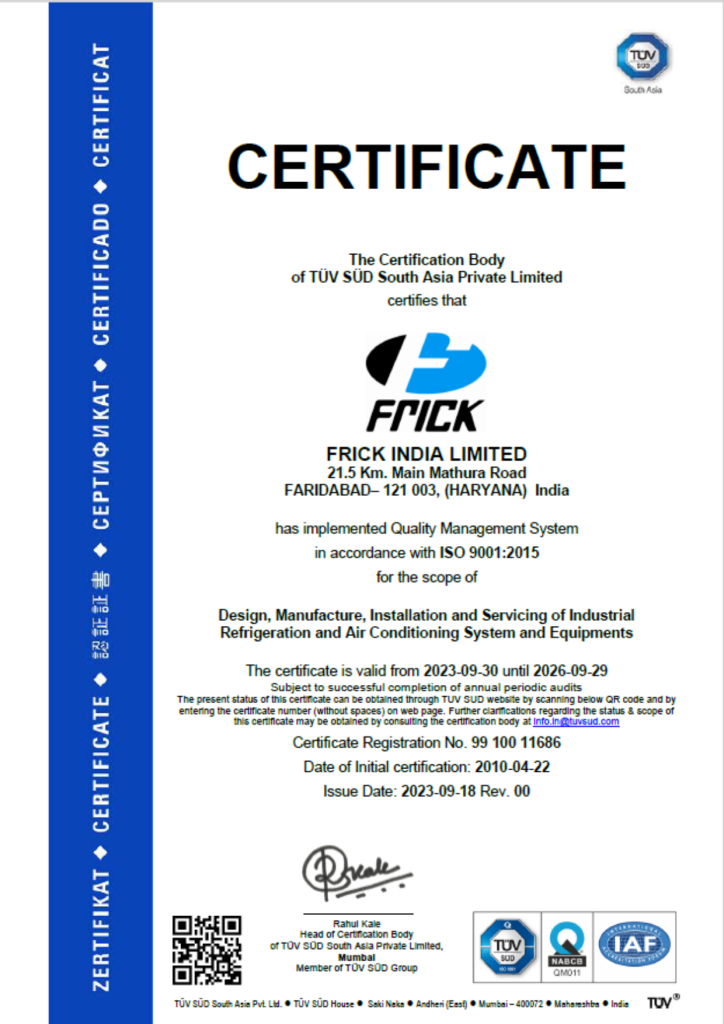 ISO 9001-2015 - Frick India Limited